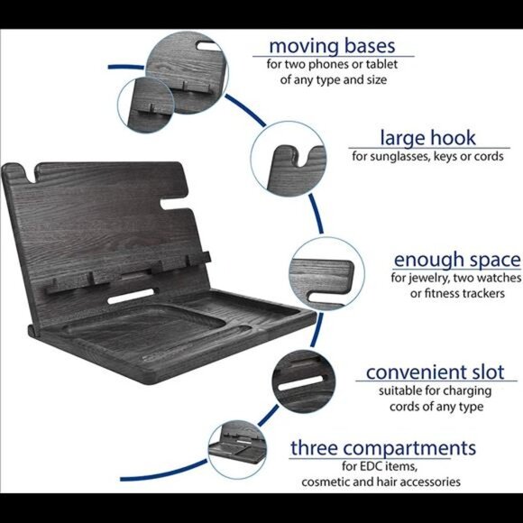 Accessories | Wood Docking Station Tray Charging Nightstand | Poshmark
